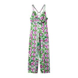 Mango Jumpsuit 'Sandy' Damen Gr&ouml;&szlig;e XL t&uuml;rkis / grasgr&uuml;n / cyclam / wei&szlig;
