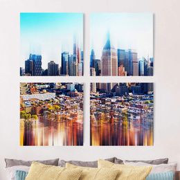 4-teiliges Leinwandbild New York Manhattan Skyline Urban Stretch