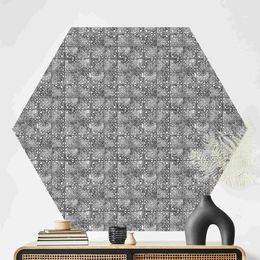 Bilderwelten Hexagon Tapete Vliestapete Vintage Fliesenoptik beige - Vintage Muster Spanische Fliesen - Retro Wohnzimmer Schlafzimmer