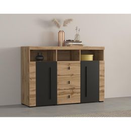 Inosign Sideboard »Roger, Breite 132cm, stilvolle Schrank, 2 Holztüren 3 Schubladen« Kommode mit viel Stauraum, Einlegeböden verstellbar wotan...