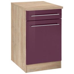 KOCHSTATION Unterschrank »KS-Eton« Breite 50 cm Aubergine Hochglanz eiche sonoma