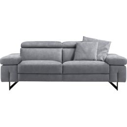 Egoitaliano 2,5-Sitzer &raquo;Candice, elegant und edel, hochwertiges Designsofa, bequem&laquo; Kopfteile manuell verstellbar, titanumfarbene Kufenf&uuml;&szlig;e grau Luxus-Micofaser 