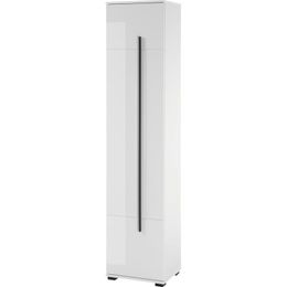Inosign Hochschrank &raquo;Cantara, Badschrank in Hochglanz Wei&szlig;, Hochschrank im modernen Design&laquo; mit schwarzen Griffen, ausreichend Stauraum wei&szlig;/wei&szlig;...