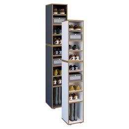 Vcm Holz Schuhregal Ma&szlig;e ca. H. 183 x B. 30 x T. 33 cm Schuhkommode mit 9 F&auml;cher Schuhschrank - Salia 9fach B. 30 cm