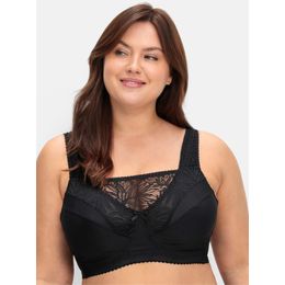 sheego Damen BH ohne Bügel mit Spitzeneinsatz, schwarz, Größe 85D