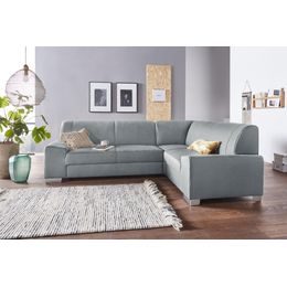 Ecksofa DOMO collection "Anzio in kubischer Formensprache, flache Armlehnen, L-Form", gr&uuml;n (mint), B:259cm H:85cm T:191cm, Sofas, Ecksofa, Wahlweise mit Bettfunktion und Federkern f&uuml;r hohen Sitzkomfort