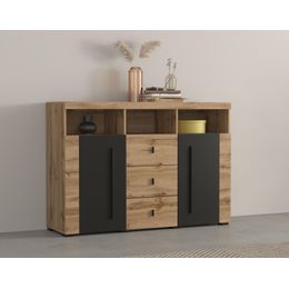 Sideboard Inosign, B:132cm H:92cm T:38,5cm, braun, FSC-zertifizierter Holzwerkstoff, Wohnzimmer, Sideboards, "Roger,Breite 132cm, stilvolle Schrank,