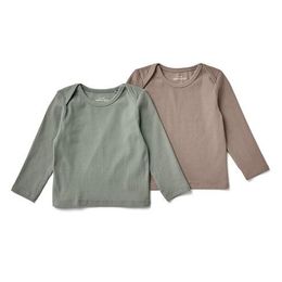 Tchibo - 2 Baby-Langarmshirts mit Rippstruktur - Baby - Gr. 62/68 - hellbraun