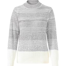 CR&Eacute;ATION L Damen Langarm-Pullover im Farbverlauf steingrau-ecru-meliert Gr&ouml;&szlig;e 54