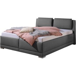 Polsterbett Maintal "Oderzo", grau (anthrazit), B:192cm L:230cm, Struktur (100% Polyester), Betten, inkl. Bettkasten, Kopfteilverstellung, Matratzen in H2 oder H3 wählbar