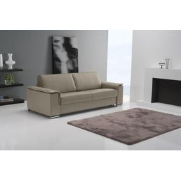 Schlafsofa Egoitaliano "Cecilia, modern & elegant, erstklassiger Sitzkomfort, Dauerschl&auml;fer", grau (taupe), B:234cm H:85cm T:102cm, Leder &raquo;BULL&laquo; (echtes Rindsleder). Geschliffenes, pigmentiertes und behandeltes Rindsleder mit einer Dicke von 1, 3-1, 5 mm. Dieses Leder zeigt eine ziemlich weiche Hand mit einem halb undurchsichtigen Aussehen. Es handelt sich um ein gesch&uuml;tztes Leder. Eine leichte De