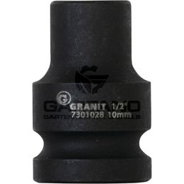 1/2" 6Kant-Kraft-Stecknuss, kurz, 10mm GRANIT BLACK EDITION