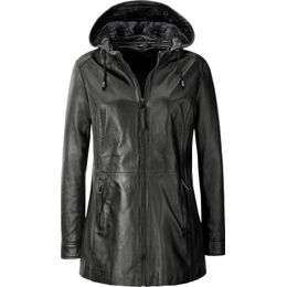 CRÉATION L Damen Lederjacke mit abnehmbarer Kapuze schwarz Größe 40