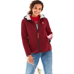 WITT Damen Strickfleece-Jacke mit Teddyfleece-Futter, dunkelrot, Gr&ouml;&szlig;e 54