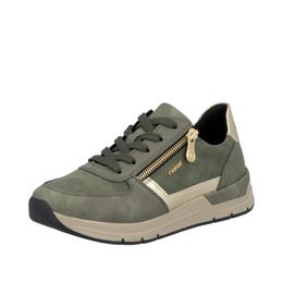 Sneaker Rieker, Damen, Gr. 37, grün (oliv, goldfarben), Lederimitat, Textil, unifarben mit Farbeinsatz, Sportlich, Schuhe, Freizeitschuh, Schnürschuh, Halbschuh mit modischen Akzenten, Topseller