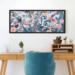 Bilderwelten Bild mit Rahmen Vintage Collage - Vogelgarten