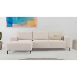 Home Affaire Ecksofa »Tournon, L-Form, Breite 262 cm, Webstoff, Chenille« Designsofa im nordischen Stil, Wellenunterfederung, Metallfüße beige 100%...