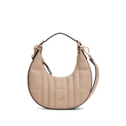 Tommy Hilfiger Schultertasche »TH FEMININE MOON CROSSOVER«, Damen Umhängetasche, Hobo, mit TH-Schmuckelement beige