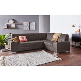 DOMO collection Ecksofa &raquo;Anzio in kubischer Formensprache, flache Armlehnen, L-Form&laquo; Wahlweise mit Bettfunktion und Federkern f&uuml;r hohen Sitzkomfort 