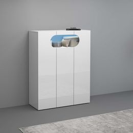 Inosign Schuhschrank &raquo;Real, Schuhschrank, Schuhkommode, Schuhregal, Breite 90 cm&laquo; komplett Hochglanz lackiert, 3 T&uuml;ren mit offenem Fach in ovaler...