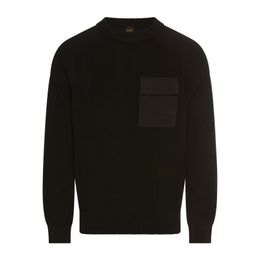 Strickpullover BOSS Orange "Kalamaro", Herren, Gr. 3XL, schwarz (schwarz001), Strick, Obermaterial: 100% Baumwolle, unifarben, regular fit h&uuml;ftlang, Rundhals, B&uuml;ndchen, Pullover Strickpullover, mit Brusttasche