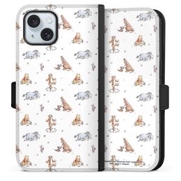 DeinDesign iPhone 15 Handy Klapph&uuml;lle Handyh&uuml;lle aus Kunst Leder schwarz Flip Case Disney Winnie The Pooh Official Licensed Product Sideflip mit Lasche