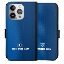 DeinDesign iPhone 14 Pro Handy Klapph&uuml;lle Handyh&uuml;lle aus Kunst Leder schwarz Flip Case Hsv Logo Official Licensed Product Sideflip mit langer Lasche