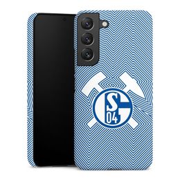 DeinDesign Galaxy S22 Handy Premium Case Smartphone Handyh&uuml;lle Schutzh&uuml;lle matt Bundesliga Stripes Fc Schalke 04 Premium Case