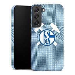 DeinDesign Galaxy S22 Handy Premium Case Smartphone Handyh&uuml;lle Schutzh&uuml;lle gl&auml;nzend Bundesliga Stripes Fc Schalke 04 Premium Case
