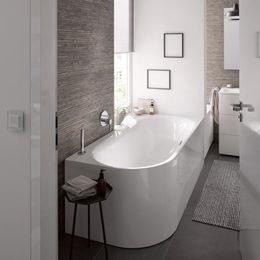 Bette Lux Oval Silhouette Eck-Badewanne, mit Sch&uuml;rze, 3435-000CELVS+B605-901,