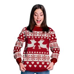 United Labels Winterpullover Rentiere Strick Pullover Ugly Sweater in rot | Gr.: XL