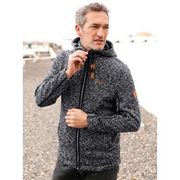 Marco Donati Damen Strickfleecejacke mit Kapuze, schwarz-meliert, Gr&ouml;&szlig;e 44/46