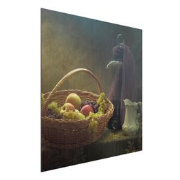 Bilderwelten Alu-Dibond Outdoor Bild Stillleben mit Obstkorb