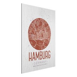 Bilderwelten Alu-Dibond Outdoor Bild Stadtplan Hamburg - Retro