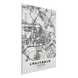 Bilderwelten Alu Dibond Outdoor Bild Spr&uuml;che schwarz weiss modern wetterfest - Stadtplan Amsterdam - Klassik - Spr&uuml;che Wohnzimmer Schlafzimmer