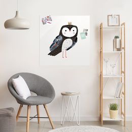 Glasbild Gekr&ouml;nte Eule Dunkel