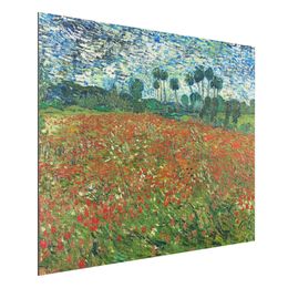 Bilderwelten Alu Dibond Outdoor Bild Blumen rot modern wetterfest - Vincent van Gogh - Mohnfeld - Mohn Wohnzimmer Schlafzimmer