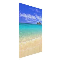 Bilderwelten Alu Dibond Outdoor Bild Strand blau Motiv wetterfest - Paradise Beach - Karibik Wohnzimmer Schlafzimmer