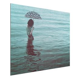 Bilderwelten Alu Dibond Outdoor Bild Portrait einzigartig Motiv wetterfest - Spaziergang im Wasser - Deko Wohnzimmer Schlafzimmer