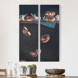 Bilderwelten 2-teiliges Leinwandbild - Hochformat Donuts vom K&uuml;chenregal