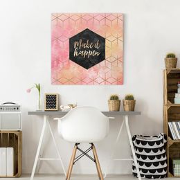 Bilderwelten Leinwandbild - Quadrat Make It Happen Geometrie Pastell