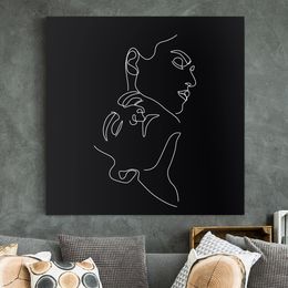 Leinwandbild Line Art Frauen Gesichter Schwarz