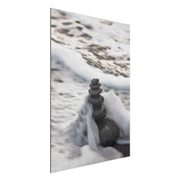Bilderwelten Alu-Dibond Outdoor Bild Steinturm und Welle