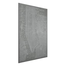 Alu-Dibond Bild Vintage Stadtplan New York Manhattan