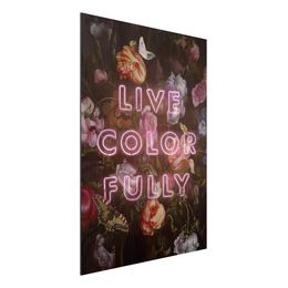 Bilderwelten Alu Dibond Outdoor Bild Blumen schwarz Fotomontage wetterfest - Live Color Fully - Motivation Wohnzimmer Schlafzimmer