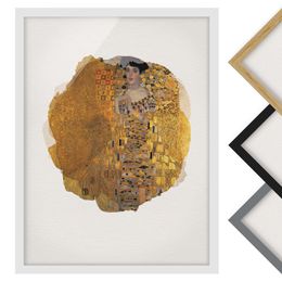Bilderwelten Bild mit Rahmen originell beige modern Aquarell - Wasserfarben - Gustav Klimt - Adele Bloch-Bauer I - Deko Wohnzimmer Schlafzimmer