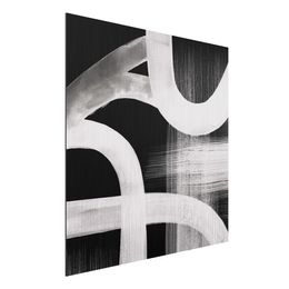 Bilderwelten Alu Dibond Outdoor Bild originell schwarz weiss modern Aquarell - Aquarellstra&szlig;en - Deko Wohnzimmer Schlafzimmer