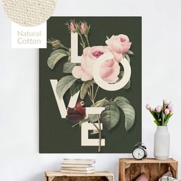 Bilderwelten Leinwandbild Florale Typografie - Love