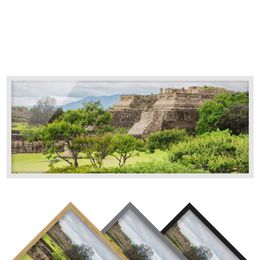 Bilderwelten Bild mit Rahmen Wald gr&uuml;n Motiv inkl. Rahmung - Pyramide von Monte Alban - Architektur Wohnzimmer Schlafzimmer
