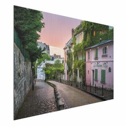 Alu Dibond Outdoor Bild - Rosa D&auml;mmerung in Paris - Natur rosa Motiv wetterfest Architektur Wohnzimmer Schlafzimmer